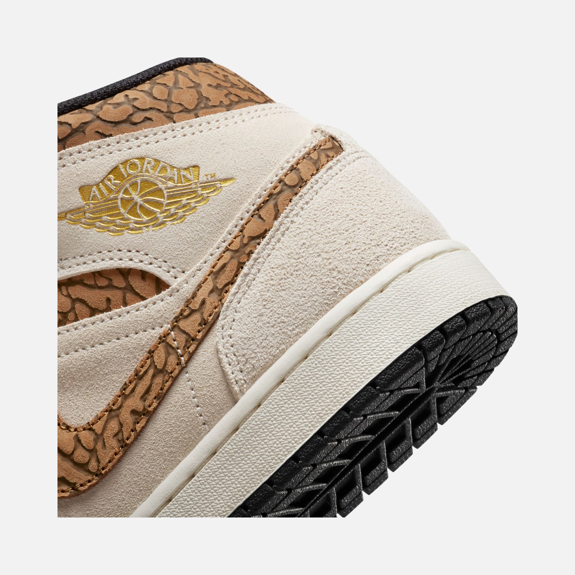 Nike Air Jordan 1 Mid SE ''Elephant Printed Swoosh and Gold Jumpman ...