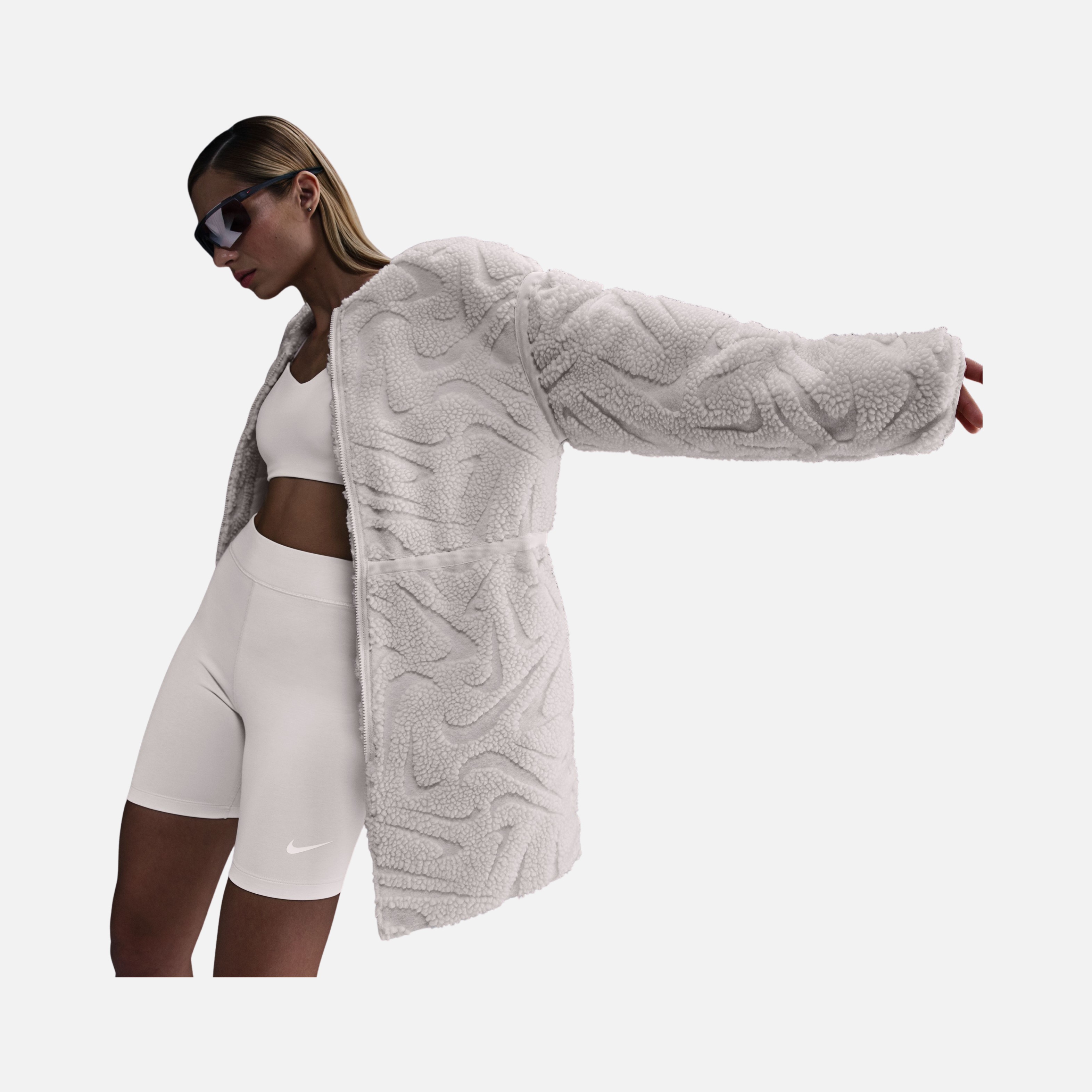 Nike Sportswear Cozy Long-Haired All-Over Swoosh Logo Lined Loose Full ...